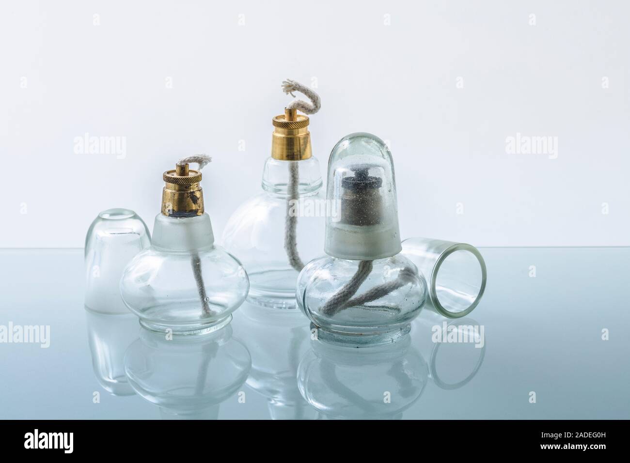 Glass spirit lamps Stock Photo - Alamy
