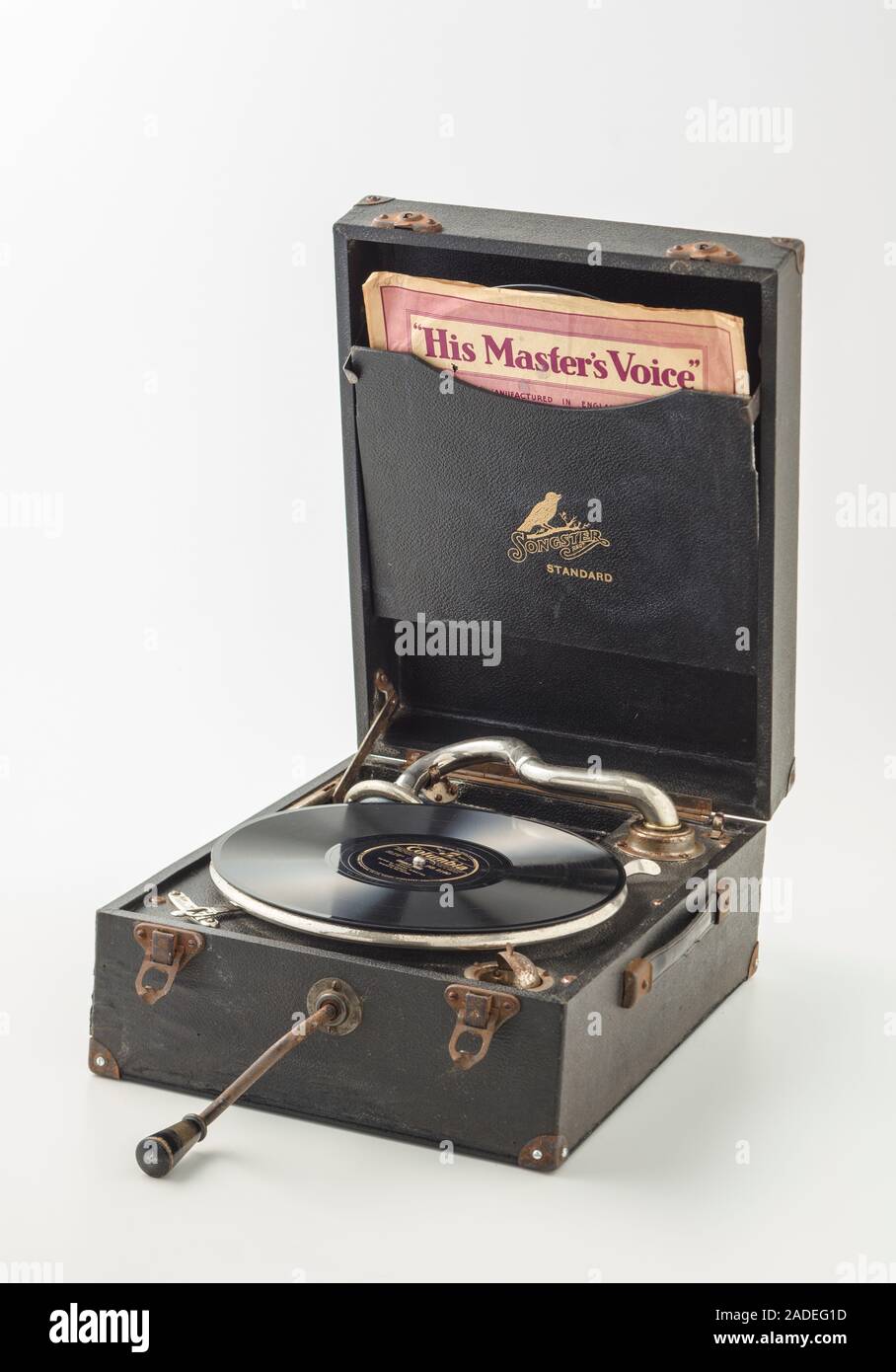 Wind-up portable gramophone, 1940s Stock Photo - Alamy
