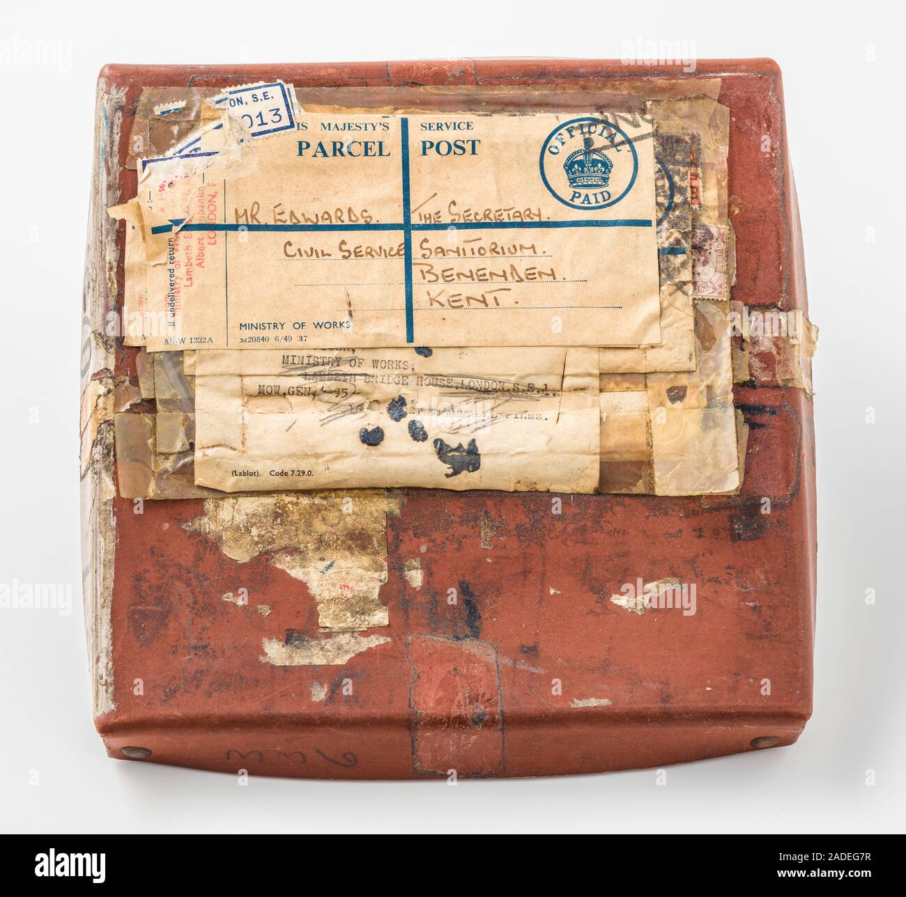Old parcel with address label Stock Photo - Alamy