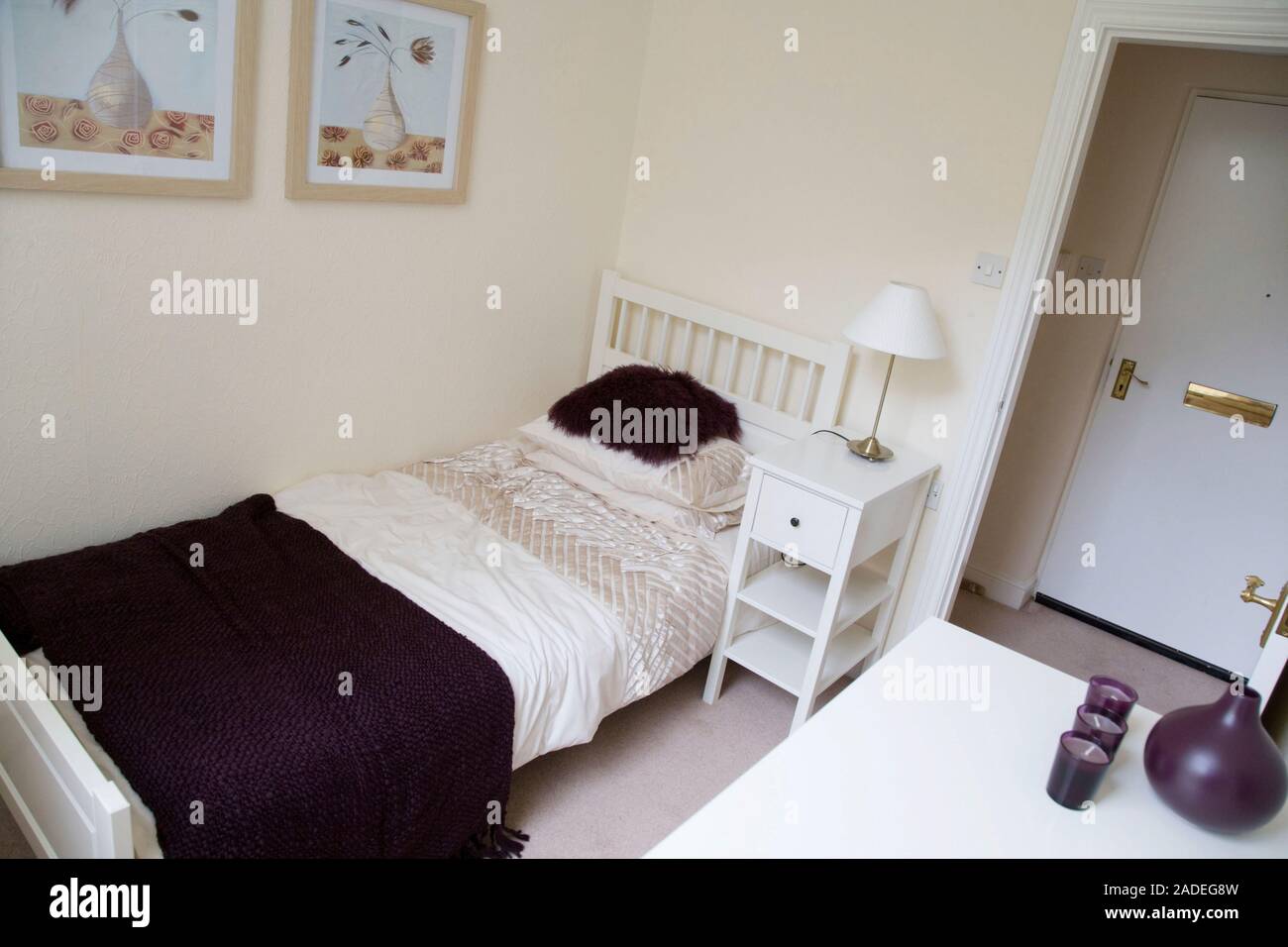 A bedroom in a show flat of a warden aided complex for older people ...