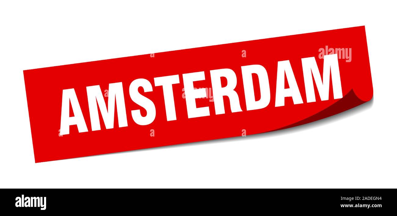 Amsterdam sticker. Amsterdam red square peeler sign Stock Vector Image ...