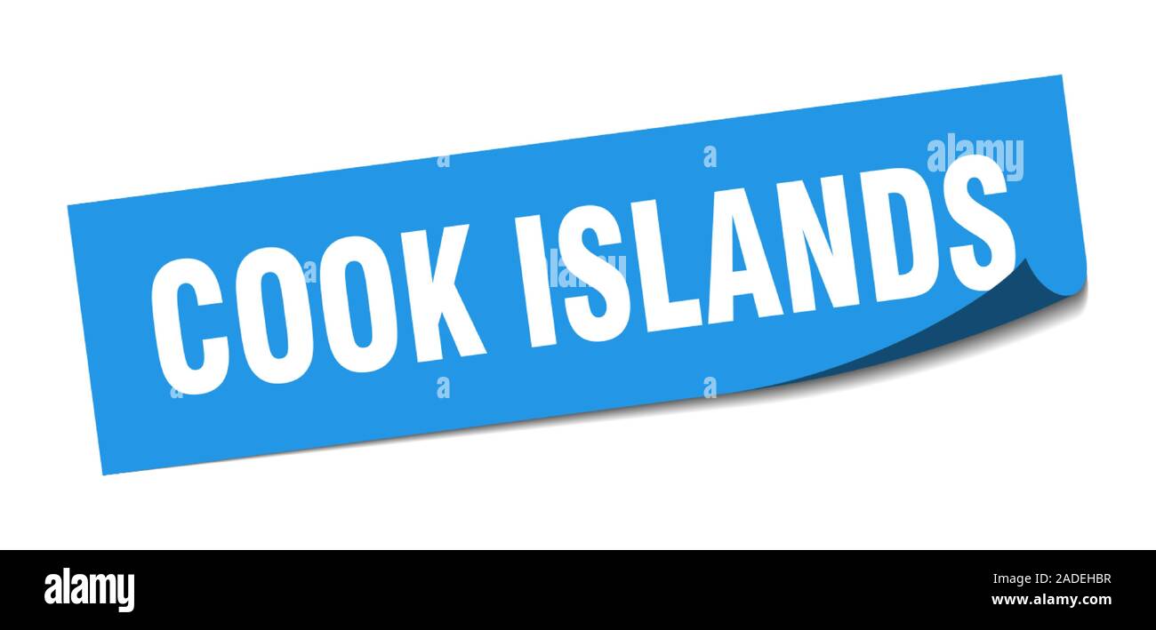 Cook Islands sticker. Cook Islands blue square peeler sign Stock Vector ...