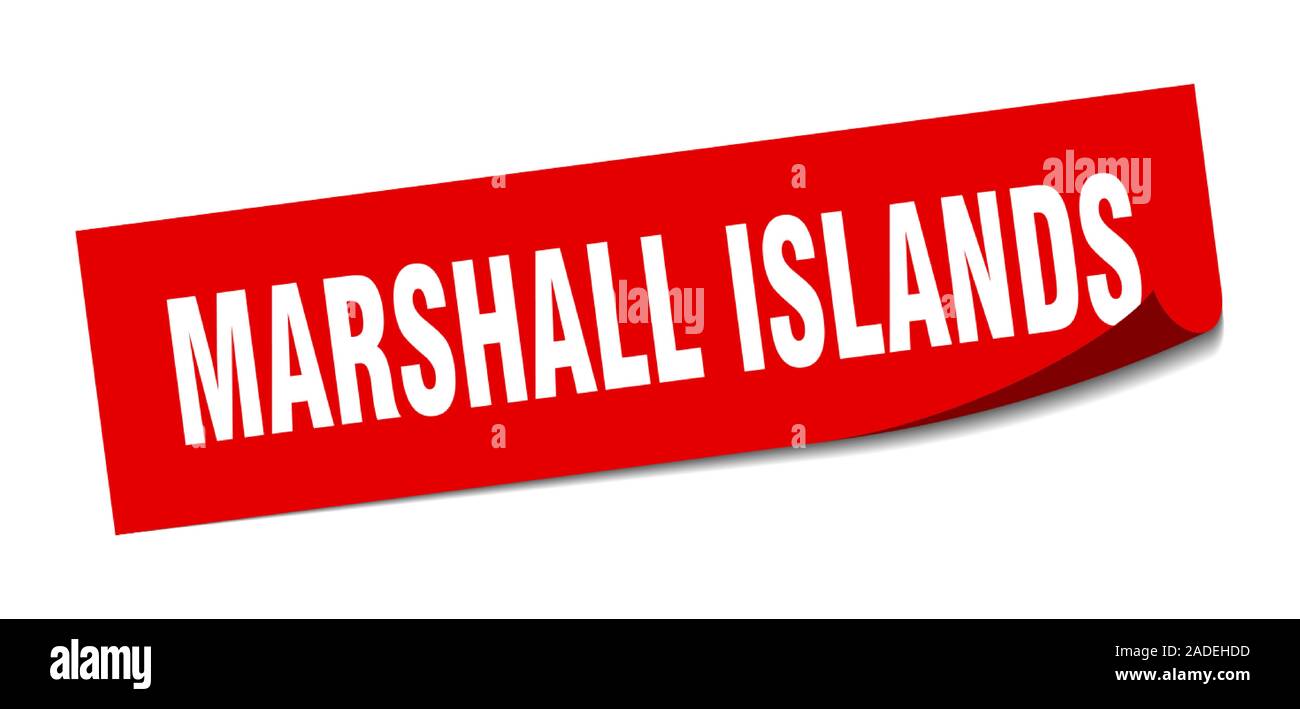 Marshall Islands sticker. Marshall Islands red square peeler sign Stock ...