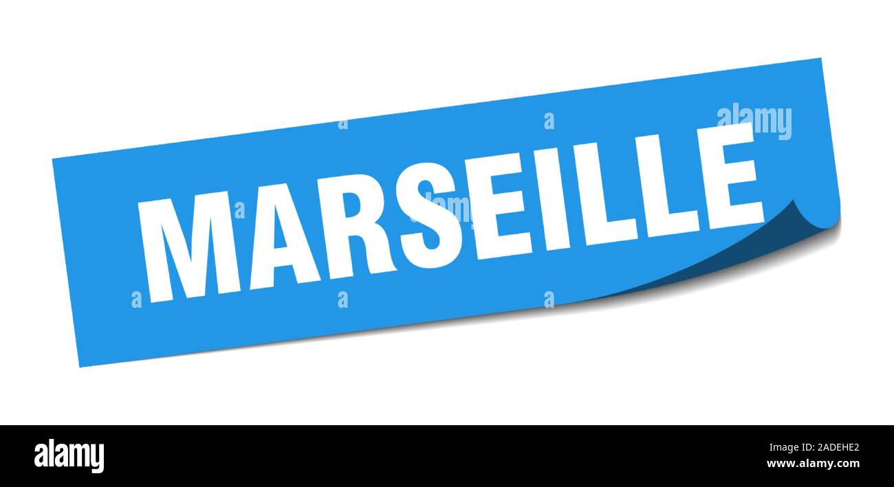 Marseille sticker. Marseille blue square peeler sign Stock Vector Image ...