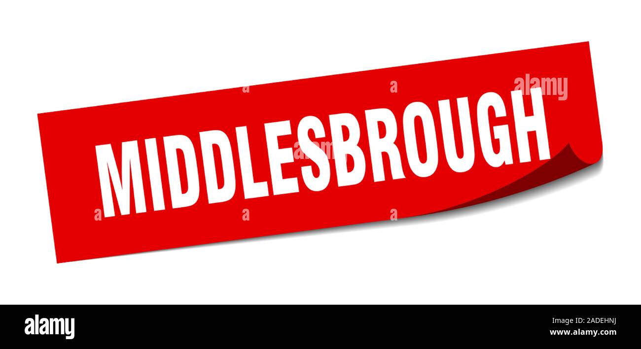 Middlesbrough sticker. Middlesbrough red square peeler sign Stock ...
