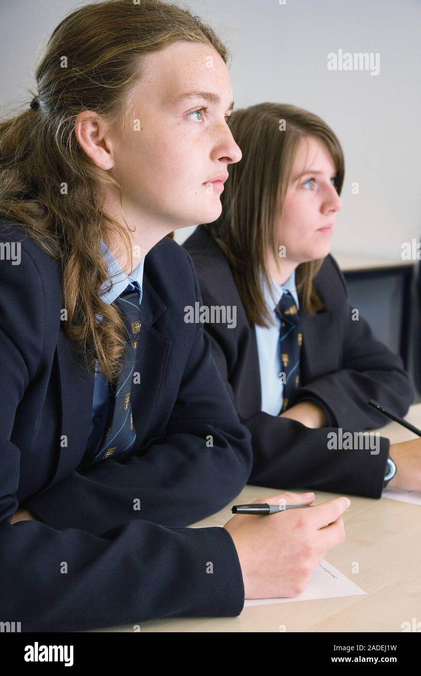 Secondary school students studying in class Stock Photo - Alamy
