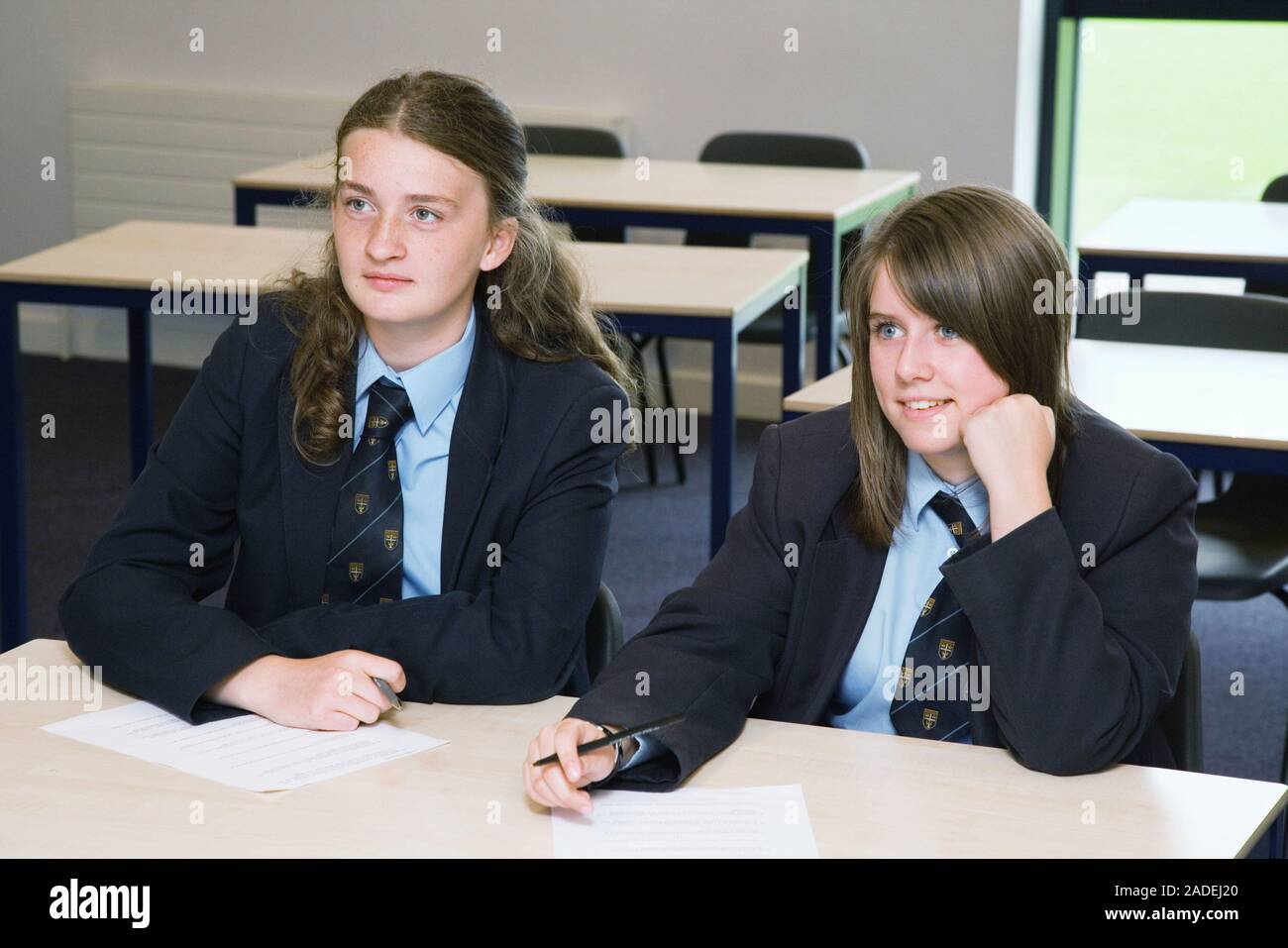Secondary school students studying in class Stock Photo - Alamy
