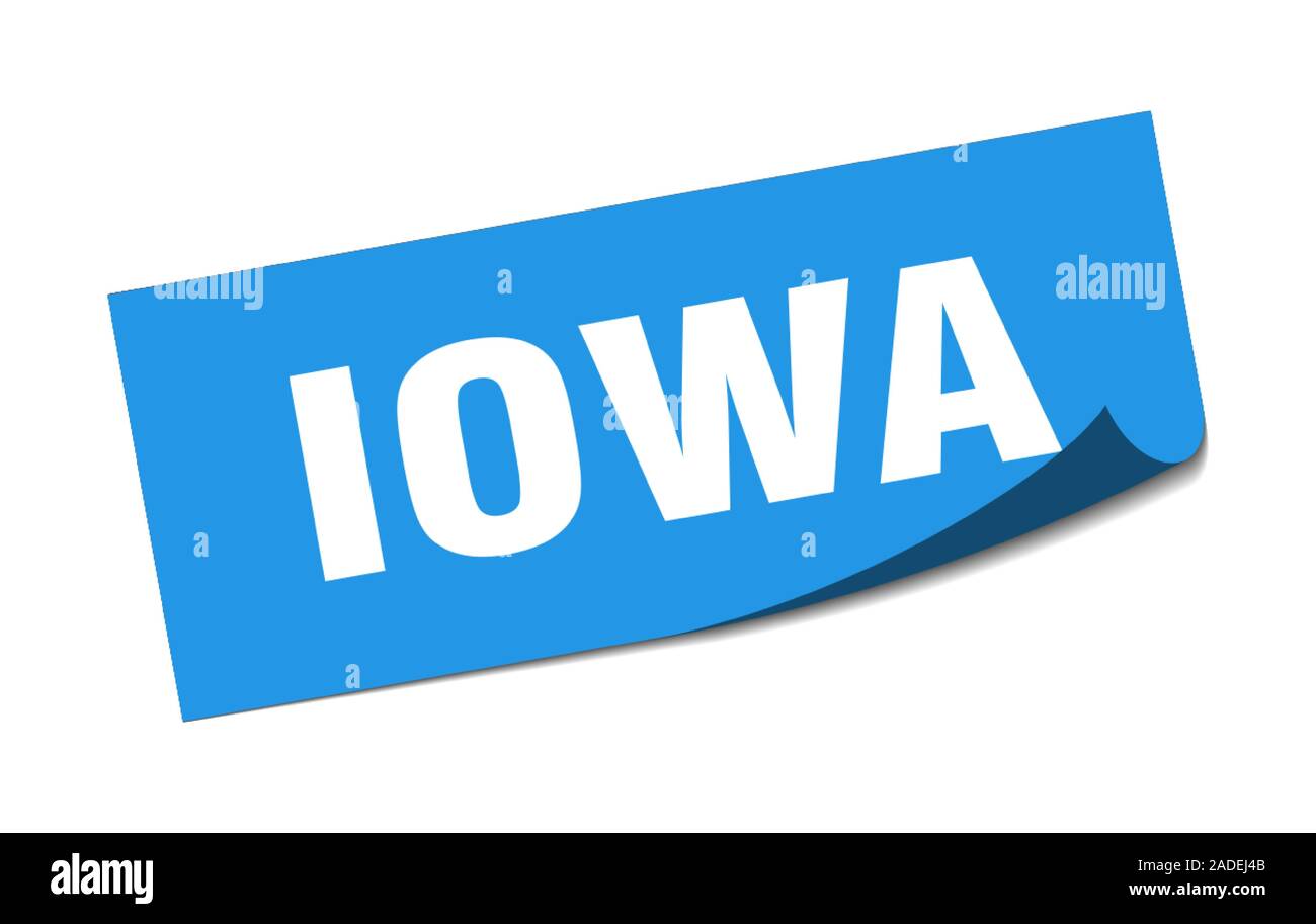 Iowa sticker. Iowa blue square peeler sign Stock Vector Image & Art - Alamy