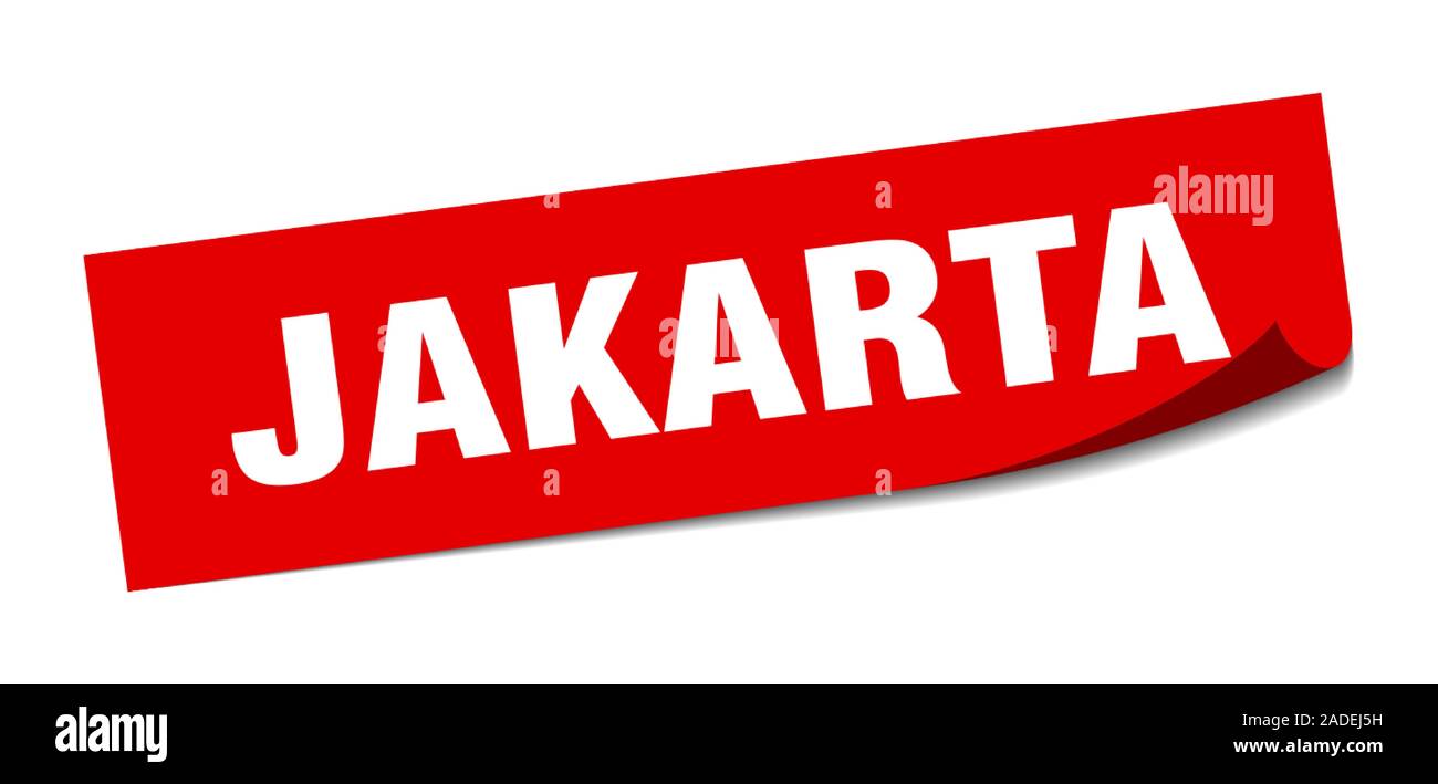 Jakarta sticker. Jakarta red square peeler sign Stock Vector Image ...