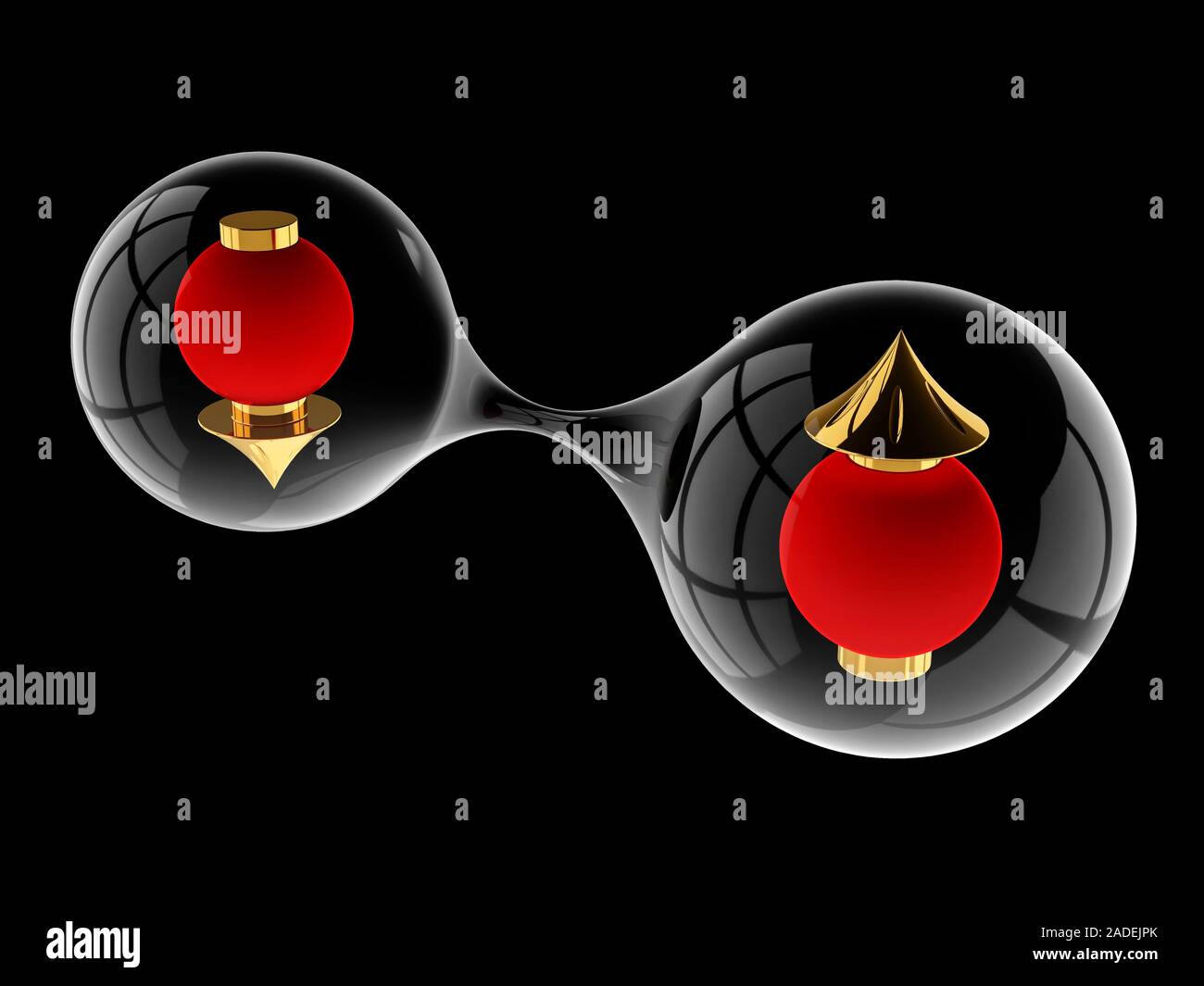 Entangled electrons. Conceptual illustration symbolizing the quantum ...