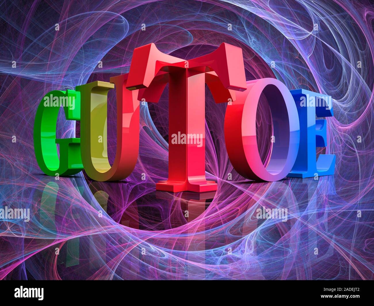 GUT and TOE initialisms combined. Computer artwork displaying GUT for ...