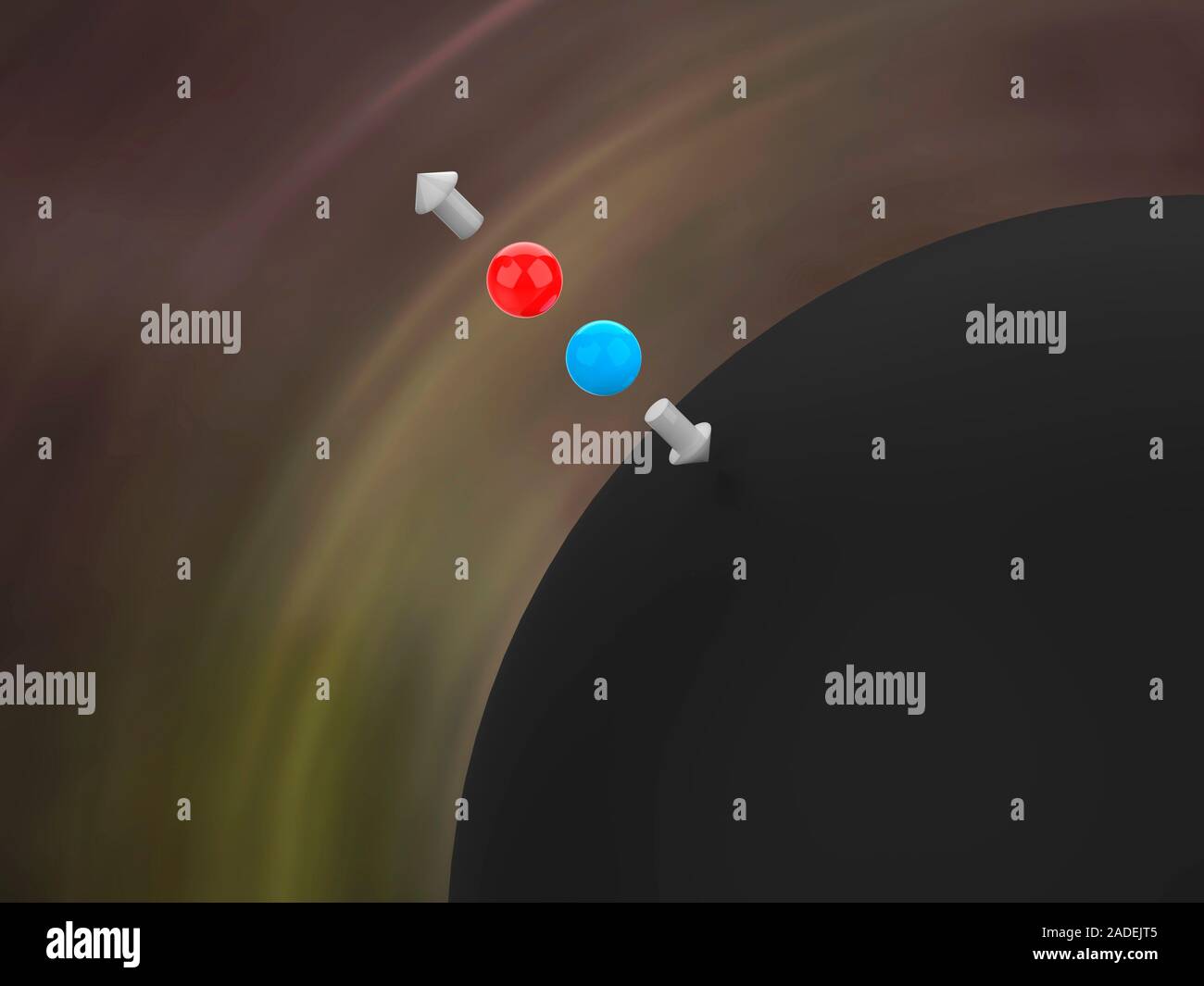 Hawking radiation. Conceptual illustration of a black hole with Hawking ...