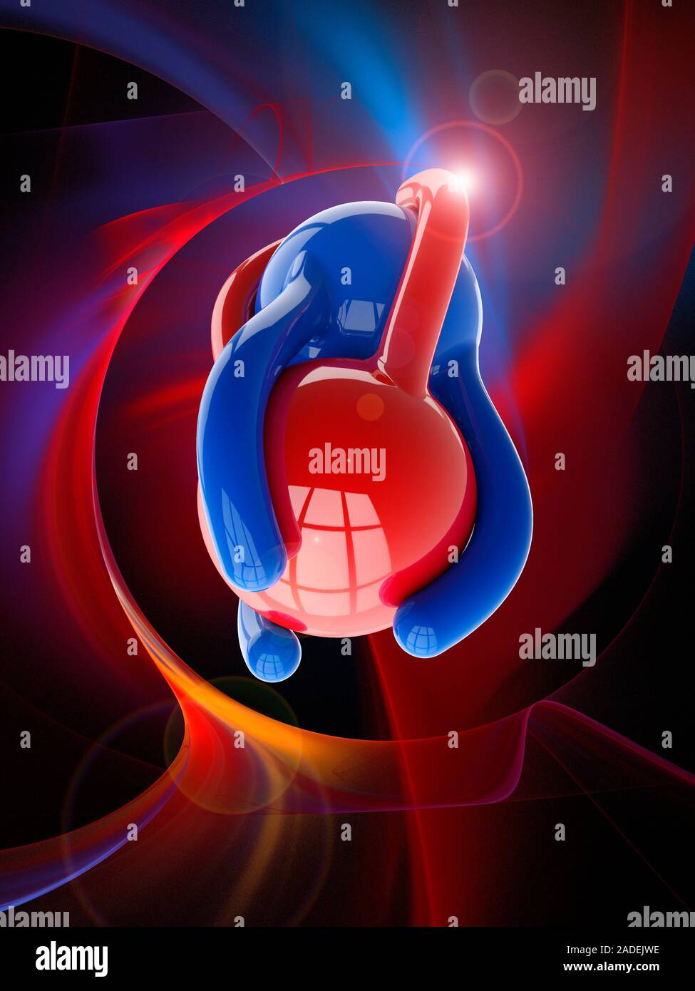 Entangled particles. Conceptual illustration symbolizing the quantum ...