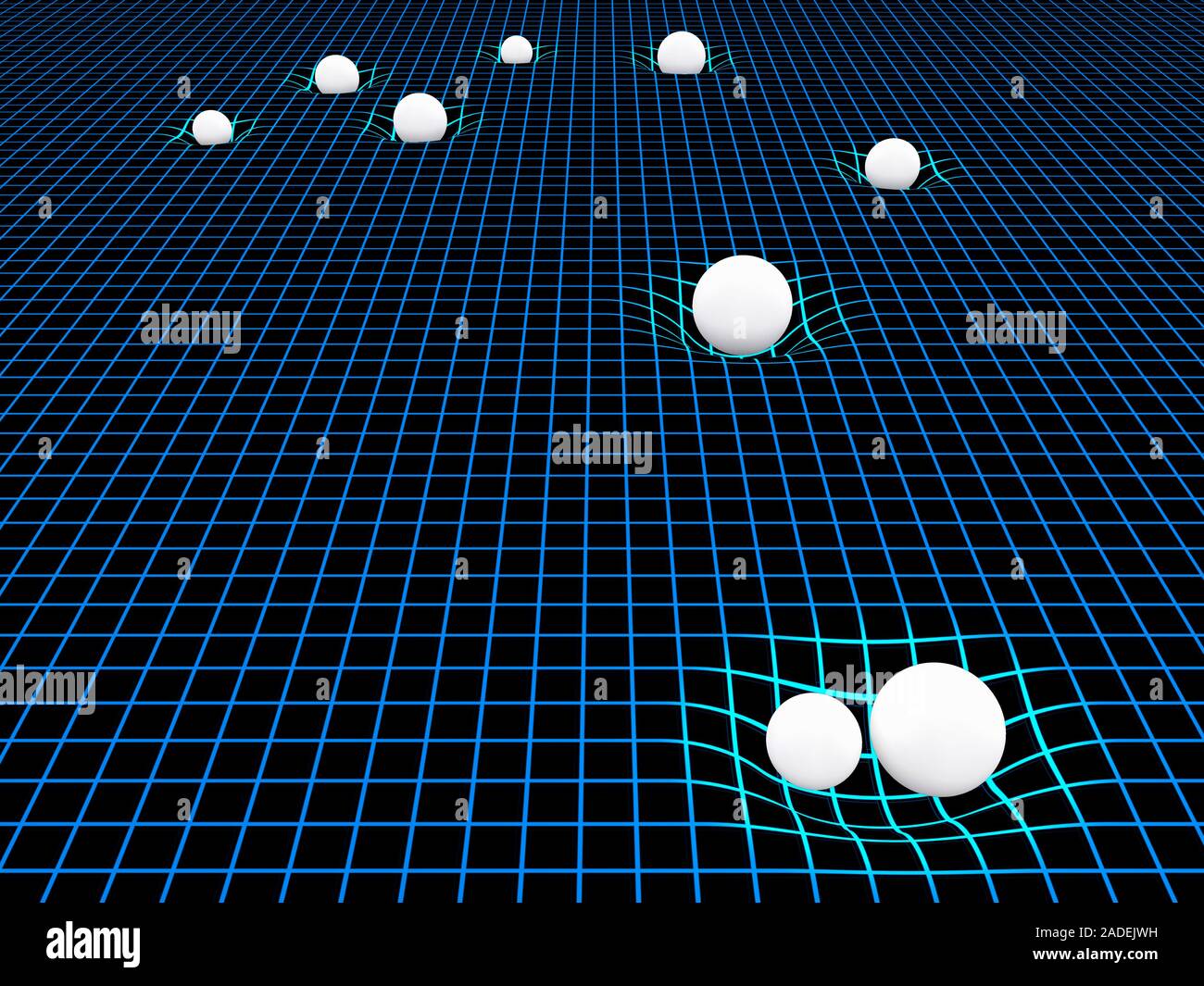 Spacetime. Computer illustration showing the curvature of spacetime due ...