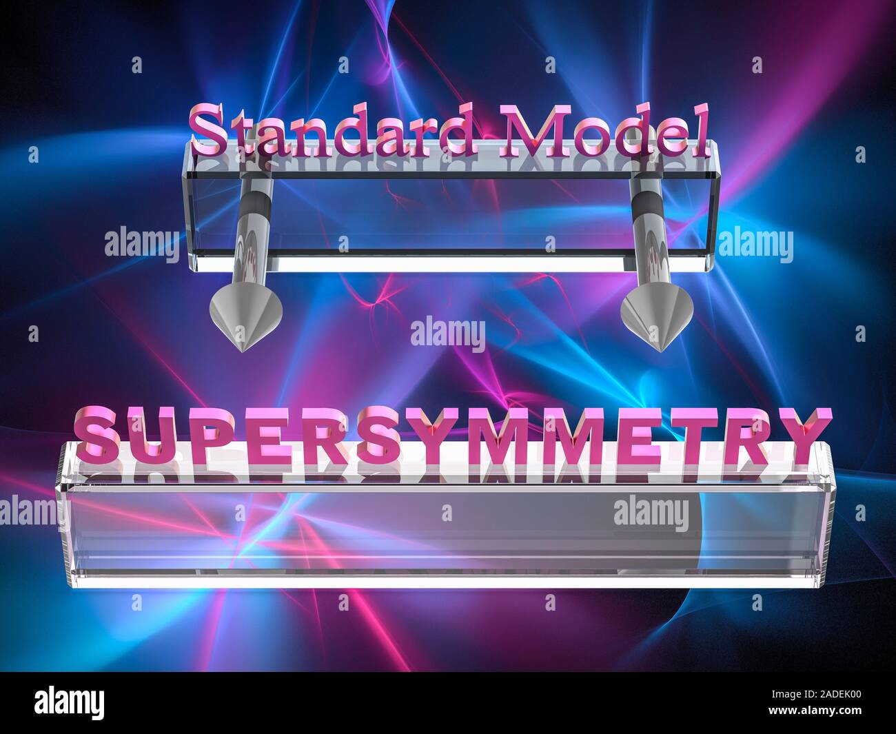 Particle physics supersymmetry. Conceptual illustration depicting the ...