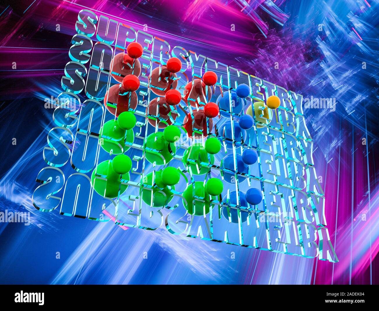 Particle physics supersymmetry. Conceptual illustration showing the ...