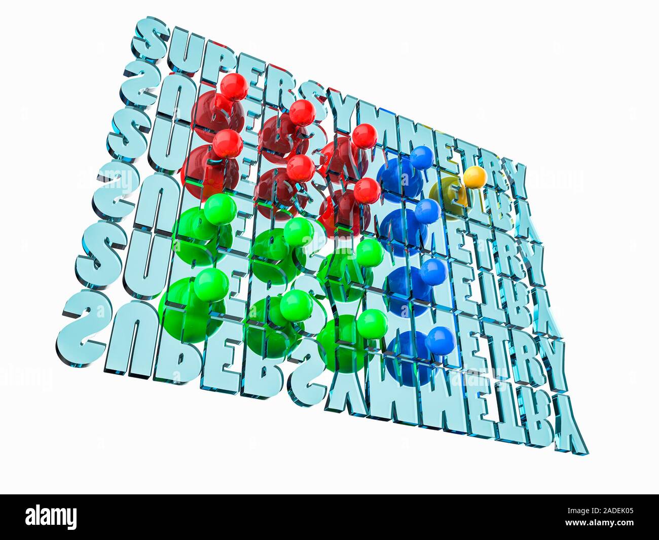 Particle physics supersymmetry. Conceptual illustration showing the ...