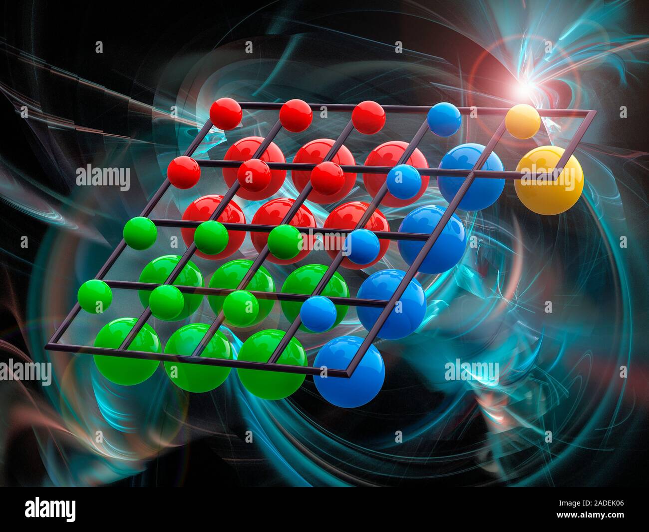 Particle physics supersymmetry. Conceptual illustration showing the ...