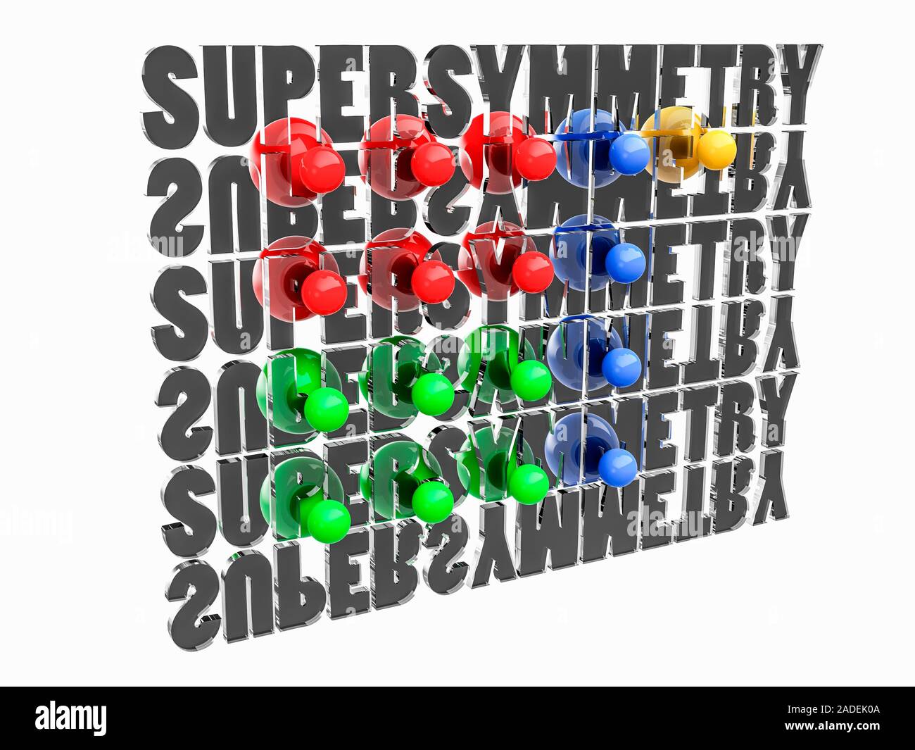 Particle physics supersymmetry. Conceptual illustration showing the ...
