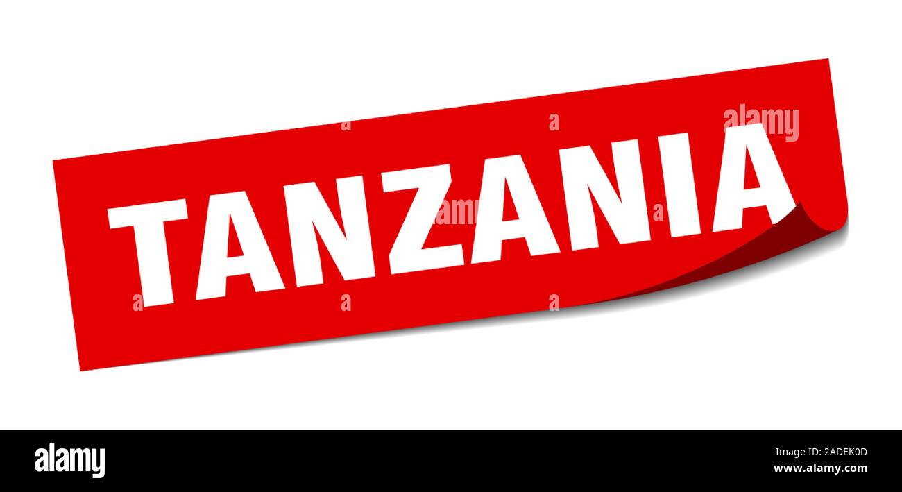 Tanzania sticker. Tanzania red square peeler sign Stock Vector Image ...