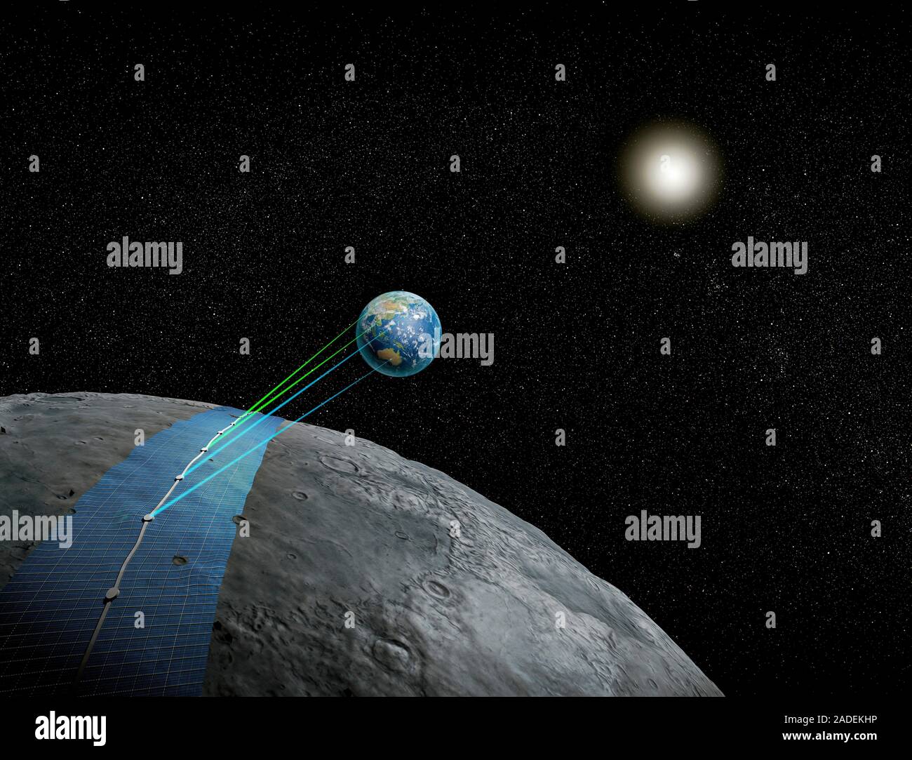 Lunar solar power beamed to Earth. Illustration of a potential future ...