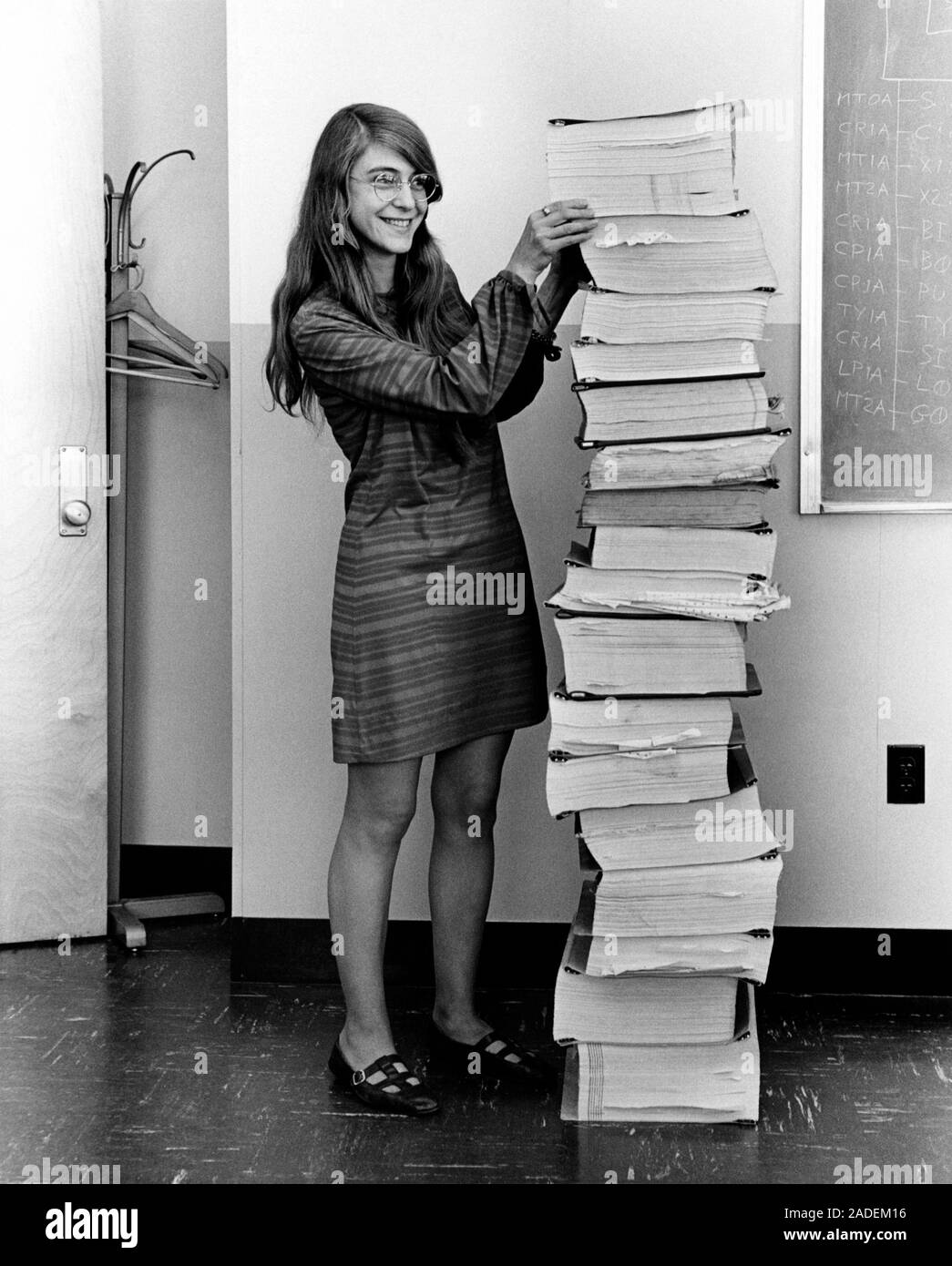 Margaret Hamilton's Apollo code stack, 1969. US computer scientist ...