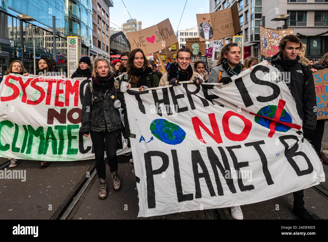 Climate strike, students with banners at the demonstration, Fridays for ...