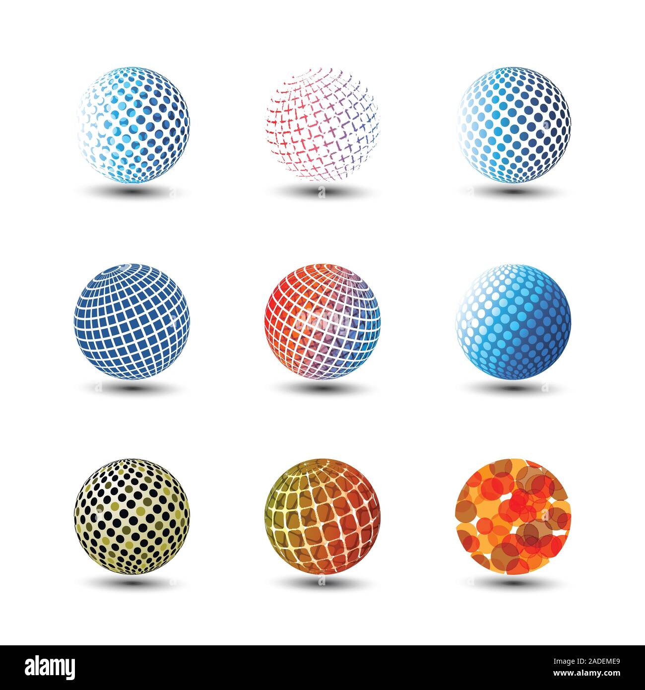Various Colorful Abstract Circular Globe Design Element Set - Concept ...