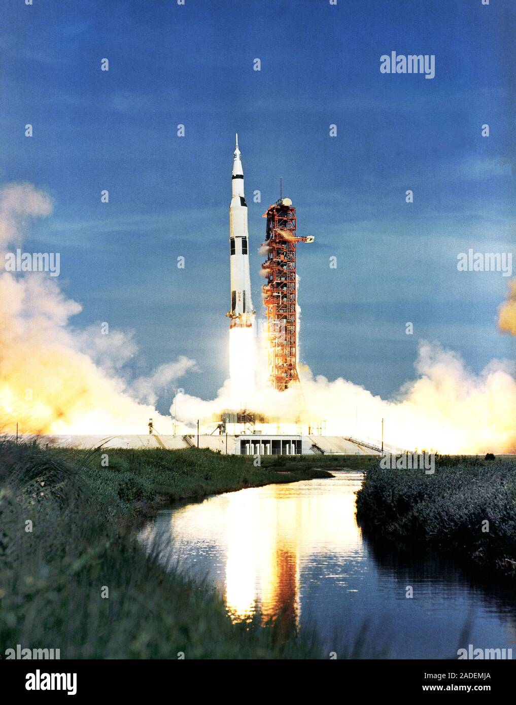 Apollo 15 launch, July 1971. Lift-off for the Apollo 15 spacecraft, mounted on its launch rocket ...