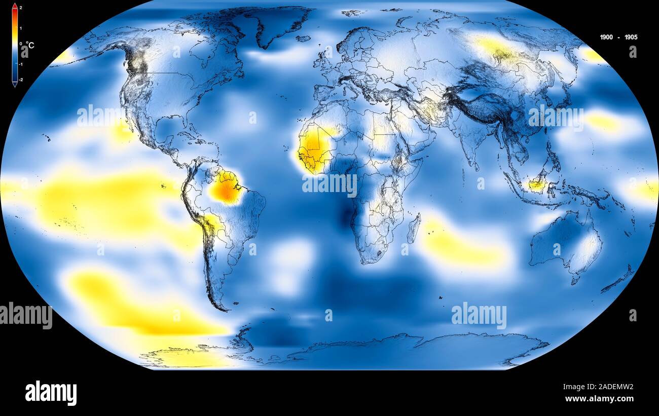 Global warming record. Global map of surface temperature anomalies for ...