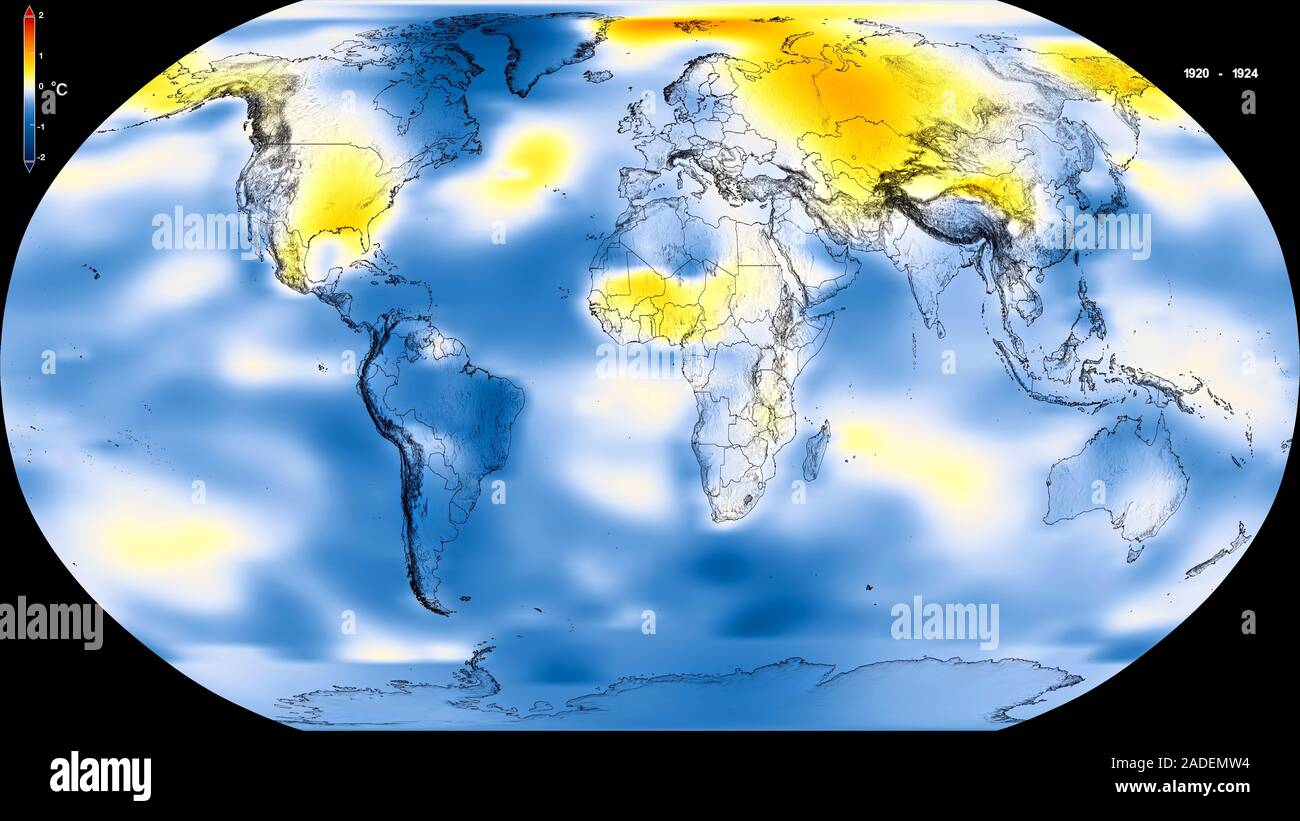 Global warming record. Global map of surface temperature anomalies for ...