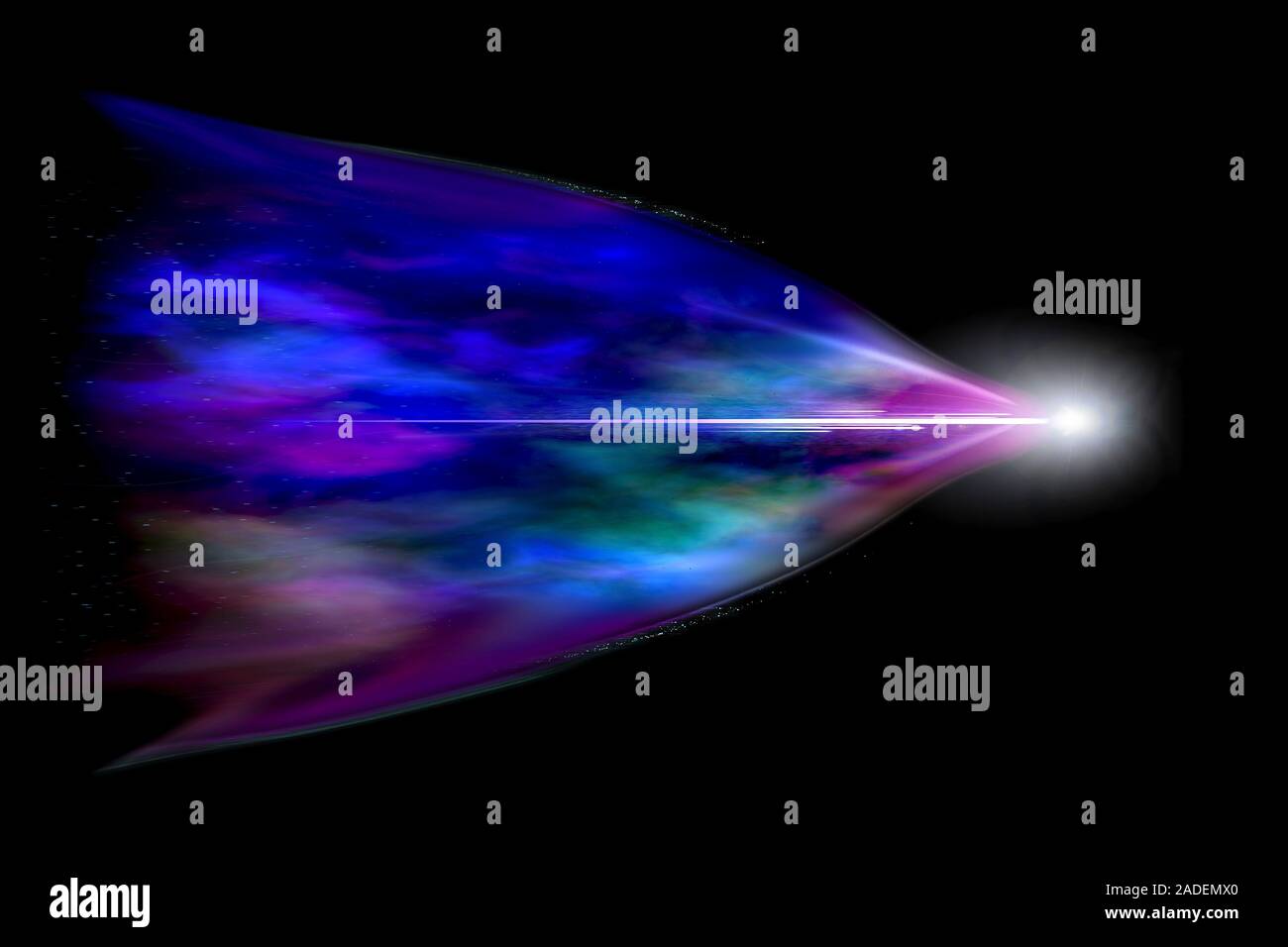 Speed of light, conceptual illustration. Light in a vacuum travels at ...