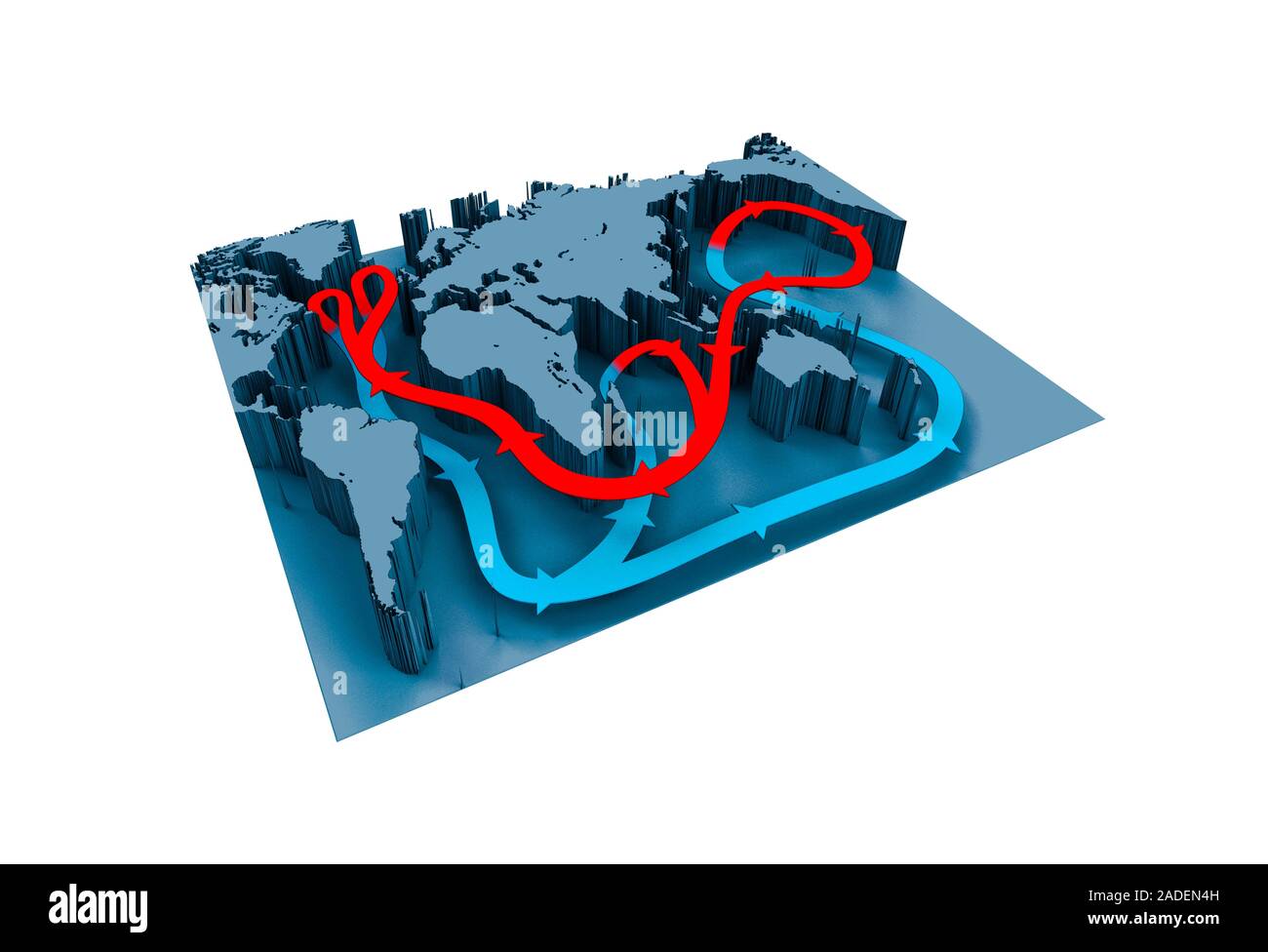 Global ocean thermohaline circulation. Illustration of the large slow ...