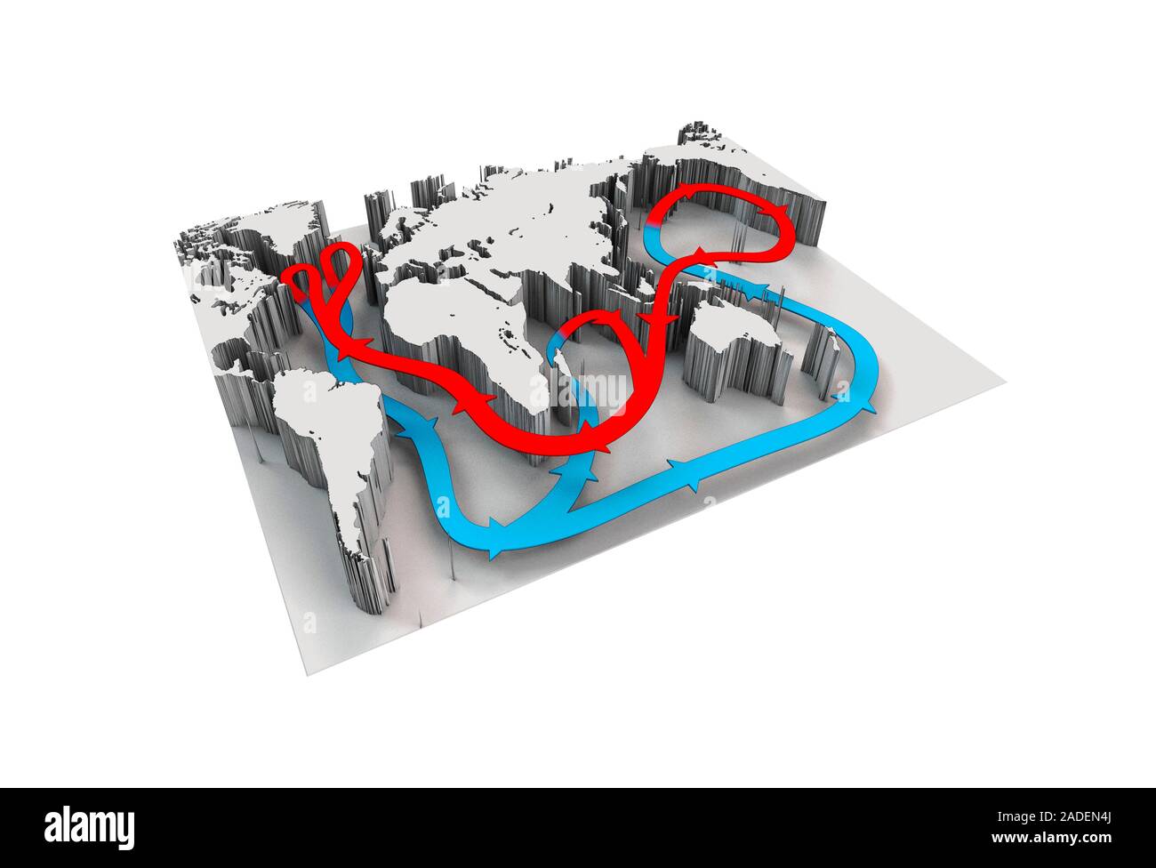 Global ocean thermohaline circulation. Illustration of the large slow ...