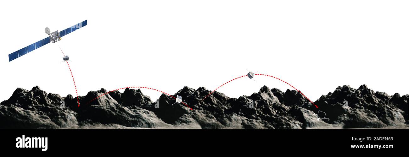 Rosetta spacecraft's Philae lander at comet, illustration. The Rosetta ...