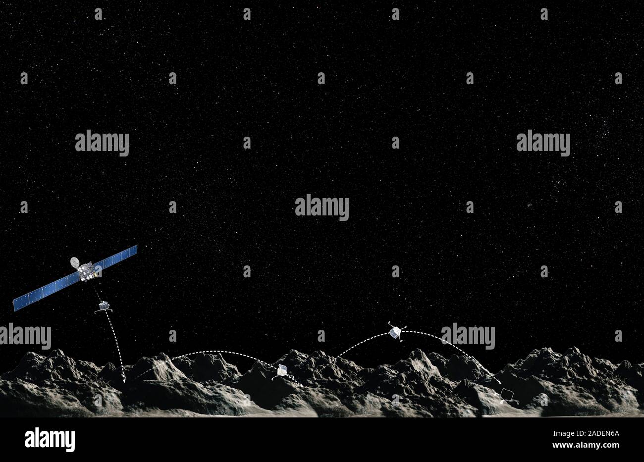 Rosetta spacecraft's Philae lander at comet, illustration. The Rosetta ...
