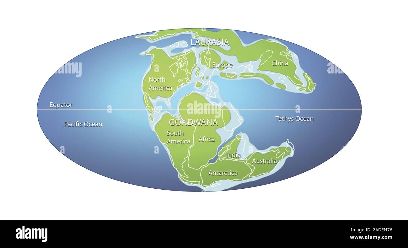 Continents 150 Million Years Ago Illustration Elliptical Projection Of The Earths Continents