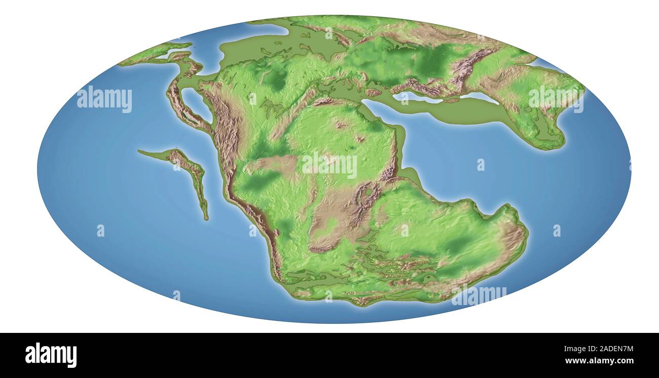 Continental Drift 200 Million Years Ago Showing The Earth At The Time Of The Break Up Of The