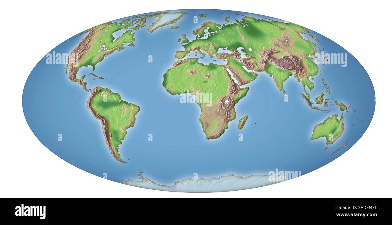 Continental drift, modern era. Map of the Earth showing the continents ...