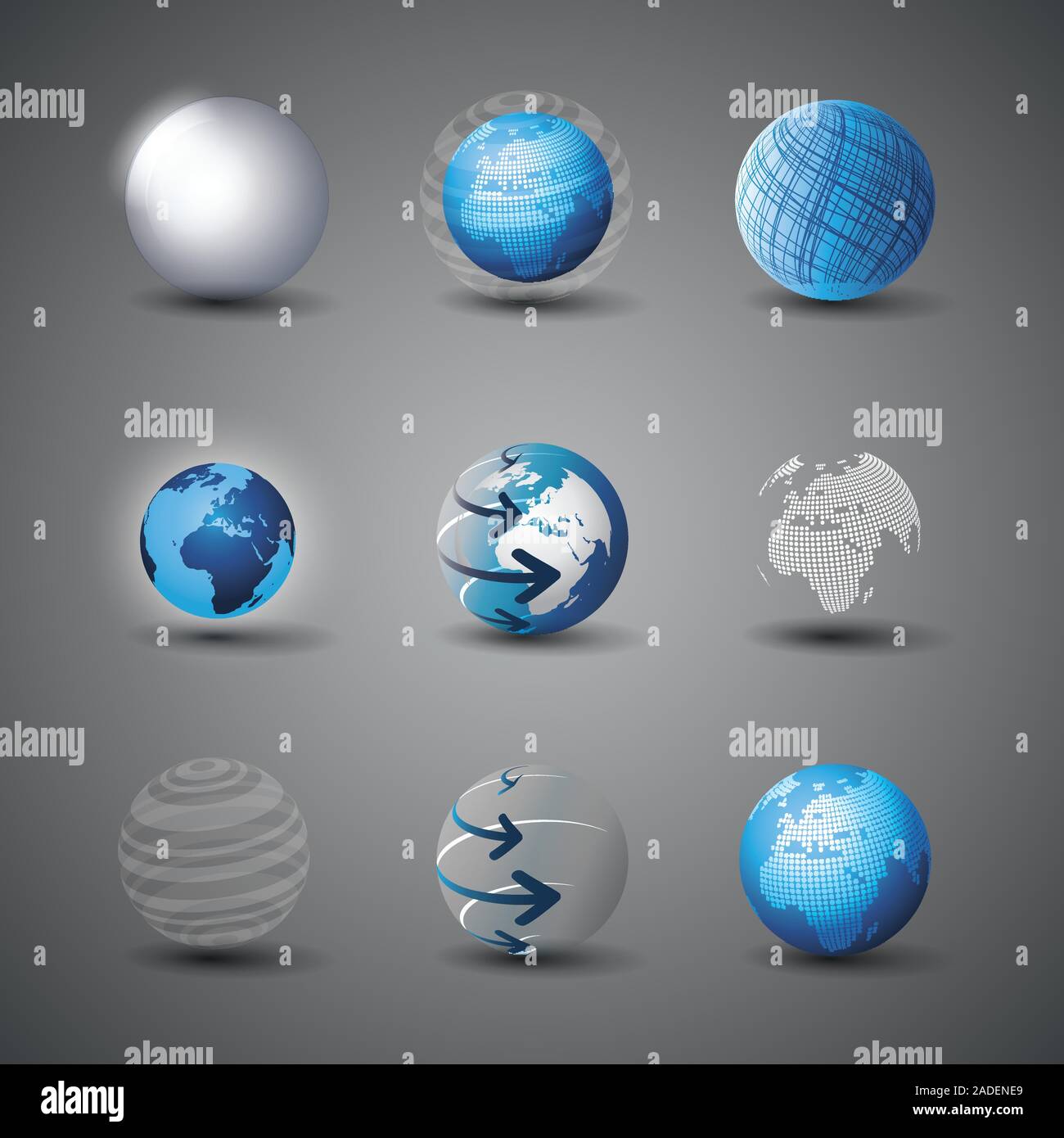 Various Colorful Abstract Circular Globe Design Element Set - Concept ...