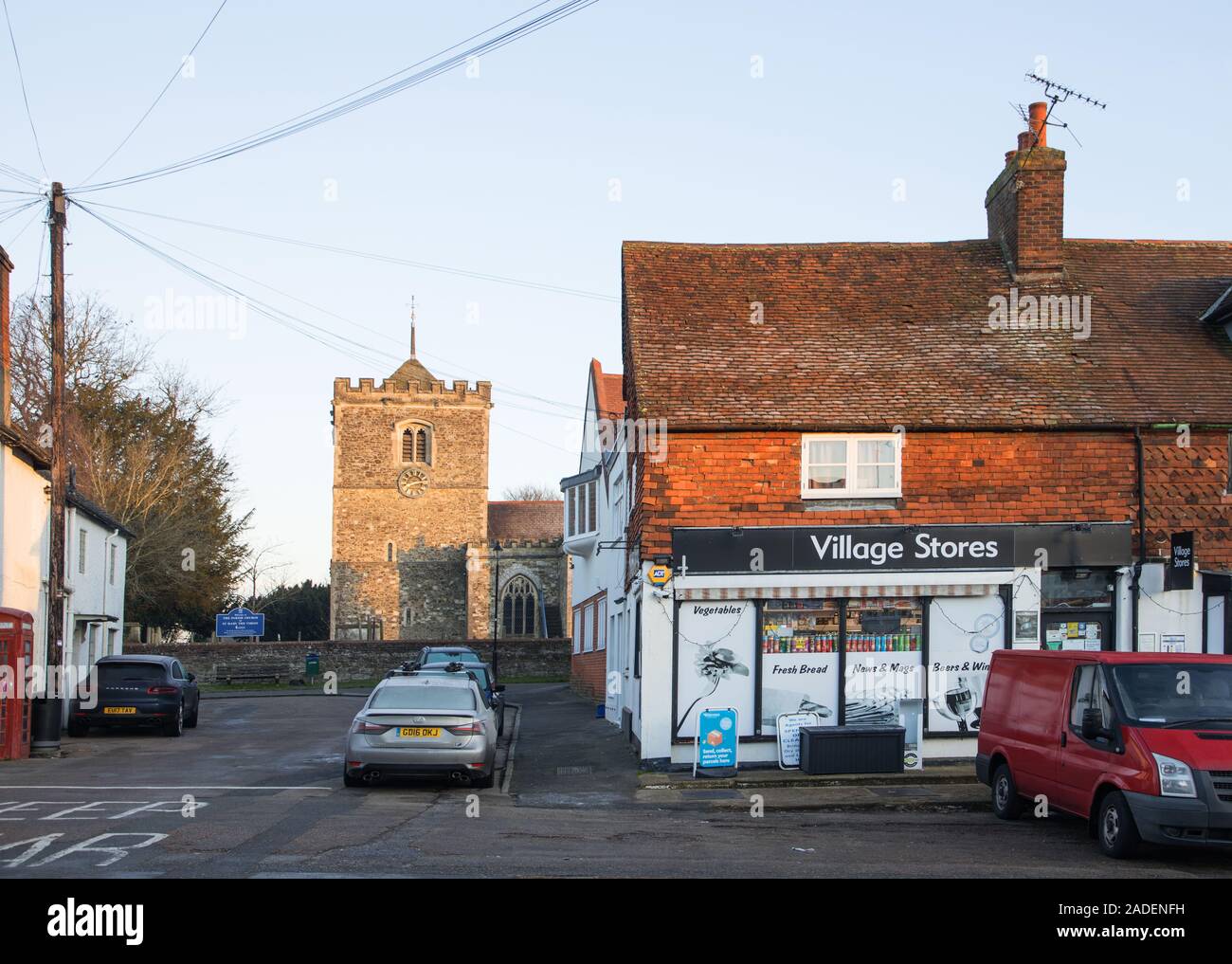 the village stores and parish church in bletchingley village surrey ...