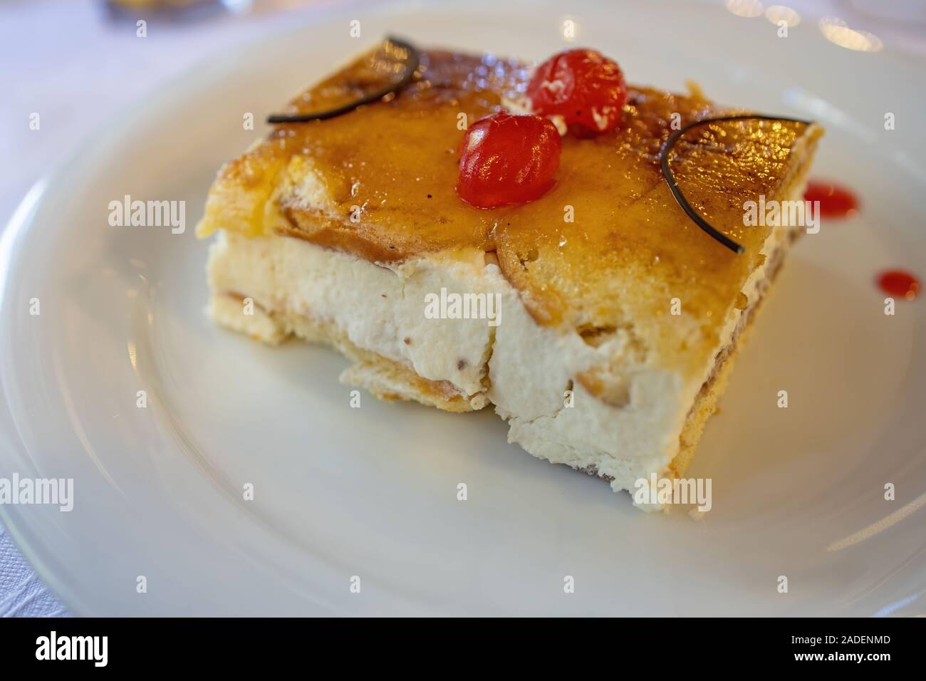 Delicious cake Massini in a Spanish restaurant Stock Photo - Alamy