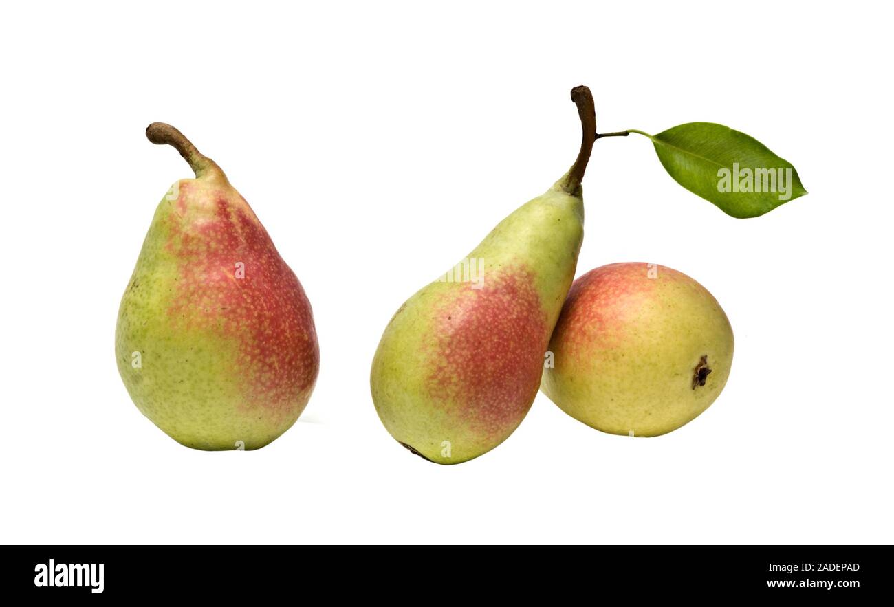 Three pears isolated on white background Stock Photo - Alamy