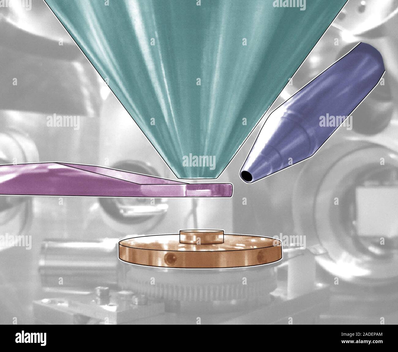 Inside a scanning electron microscope (SEM) chamber. Back-scattered ...