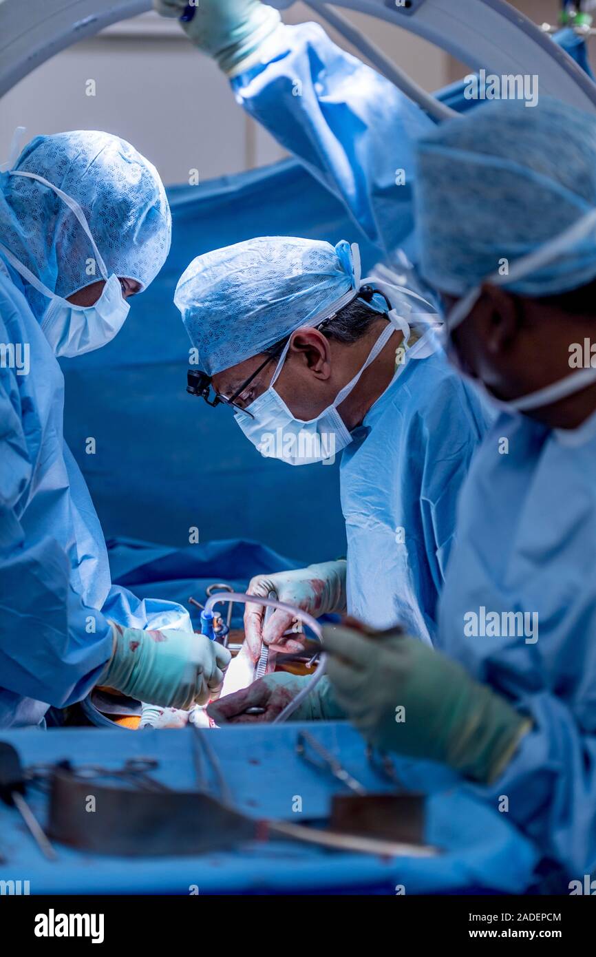 MODEL RELEASED. Spinal surgery. This operation is a revision of ...