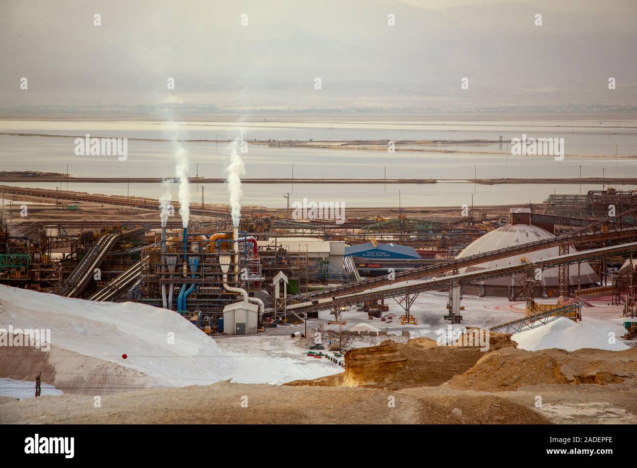 The Dead Sea Works, Sdom, Israel. Israeli potash plant on the shore of ...
