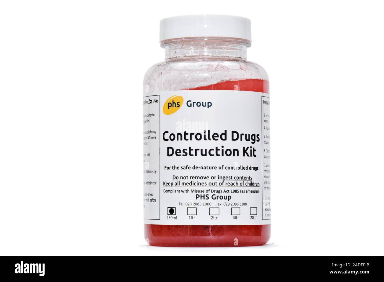 Controlled drug destruction kit. The chemicals contained in this jar ...