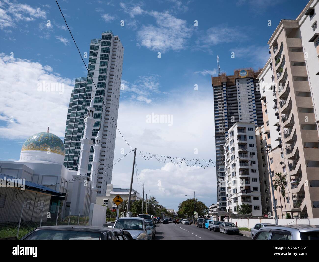 Penang Malaysia - November 2019: Street view pinang towers and muslim ...