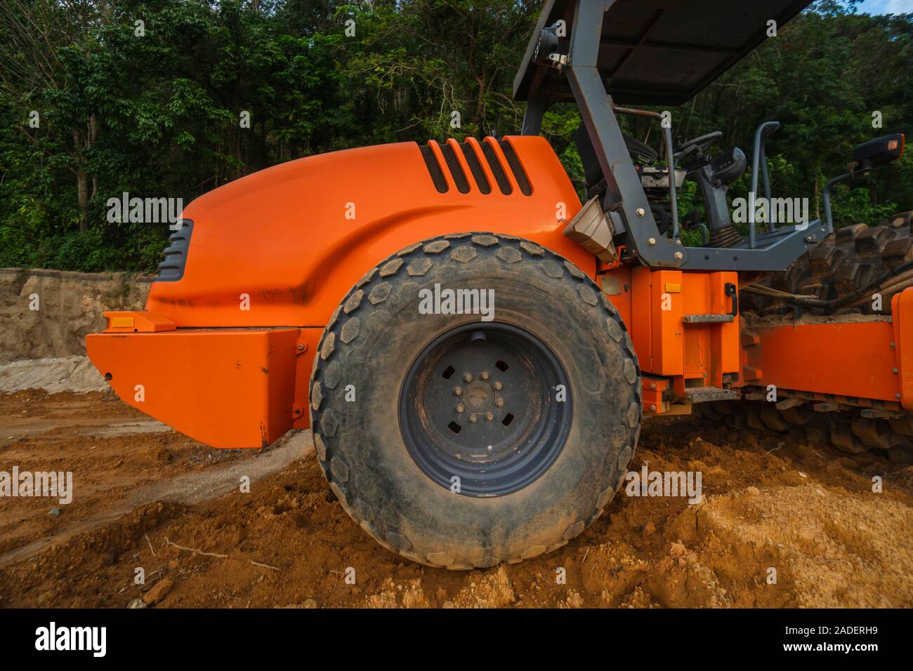 Soil compactor with vibratory padfoot drum. Heavy duty machinery ...