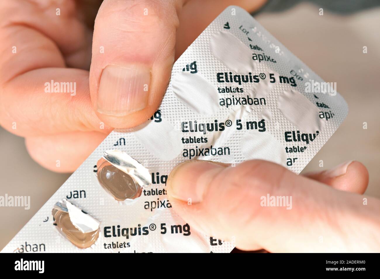 MODEL RELEASED. Apixaban anticoagulant drug. Blisterpack of the ...